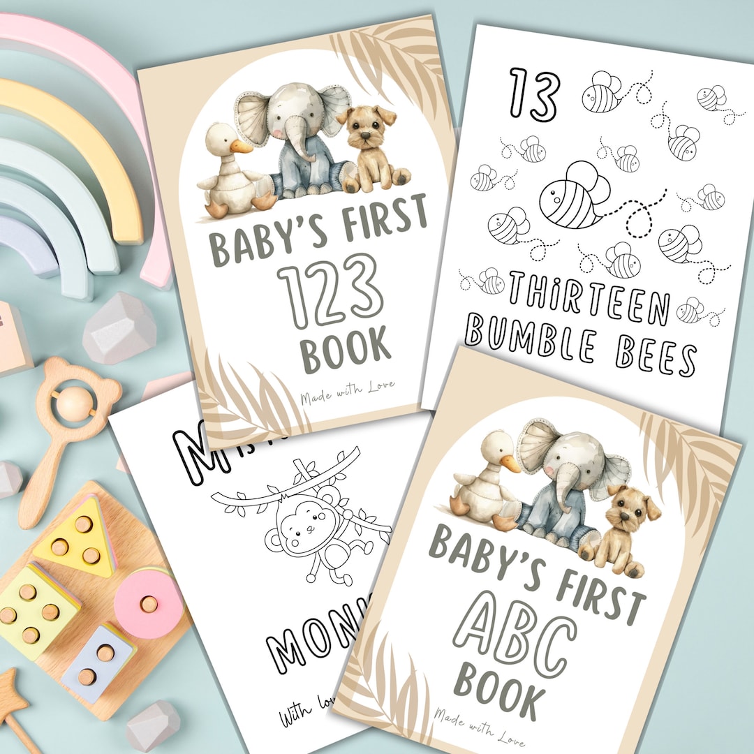 Baby Shower ABC 123 Coloring Book: Animal Alphabet (digital Download ...