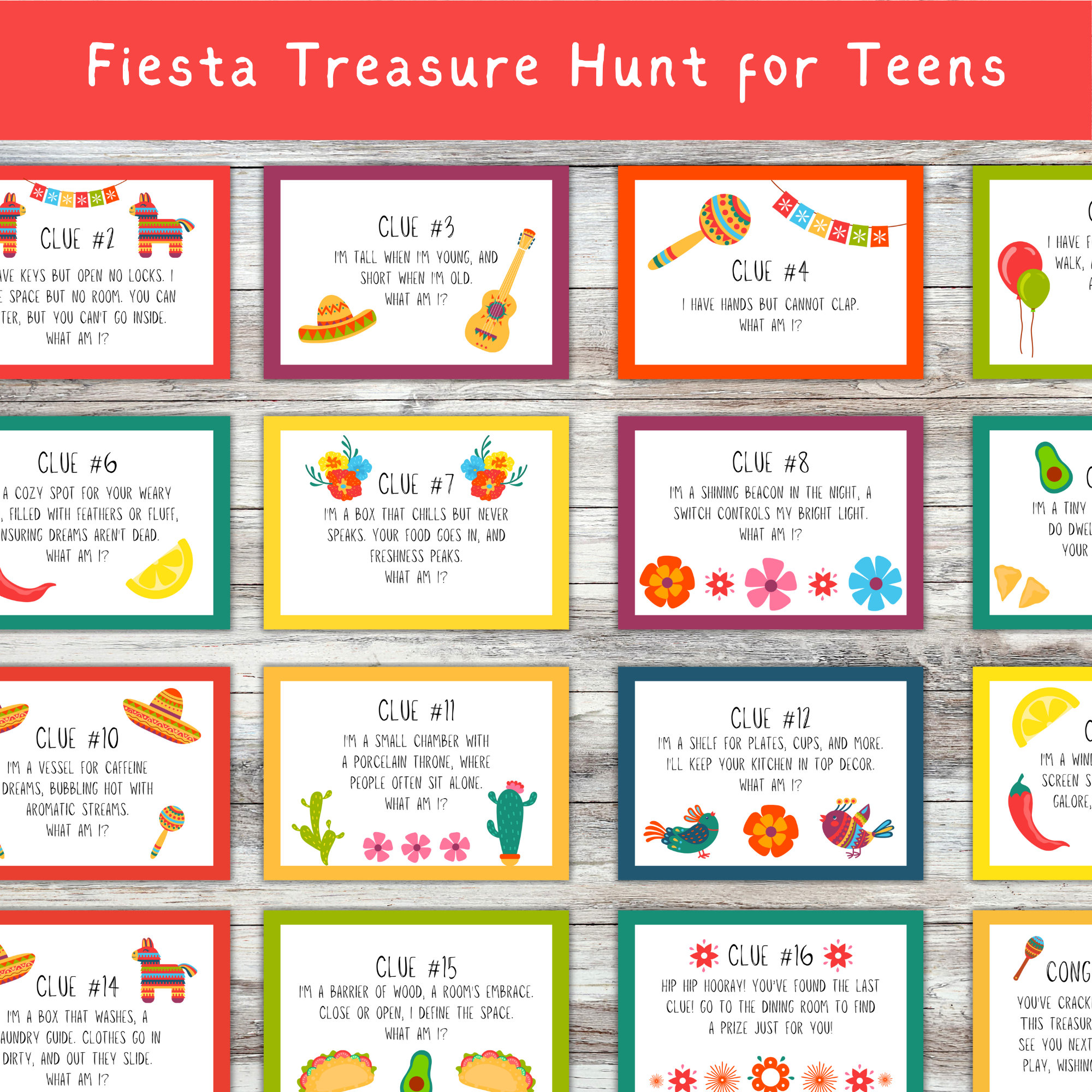 Cinco De Mayo Scavenger Hunt for Teens, Mexican Fiesta Indoor Treasure ...