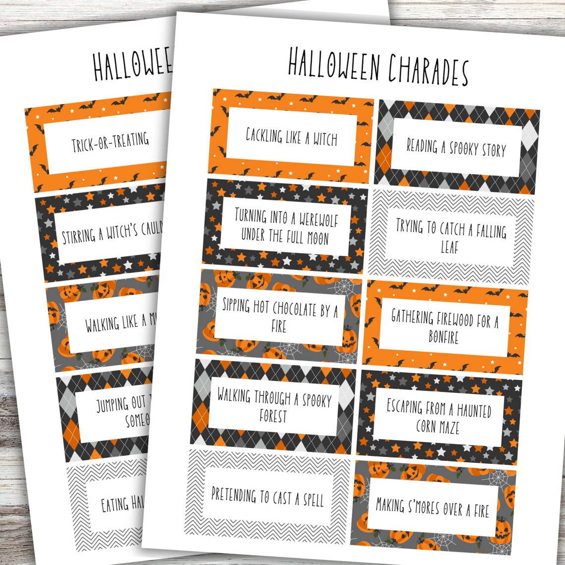 Printable Halloween Charades for Kids, Halloween Activity for Kids and ...