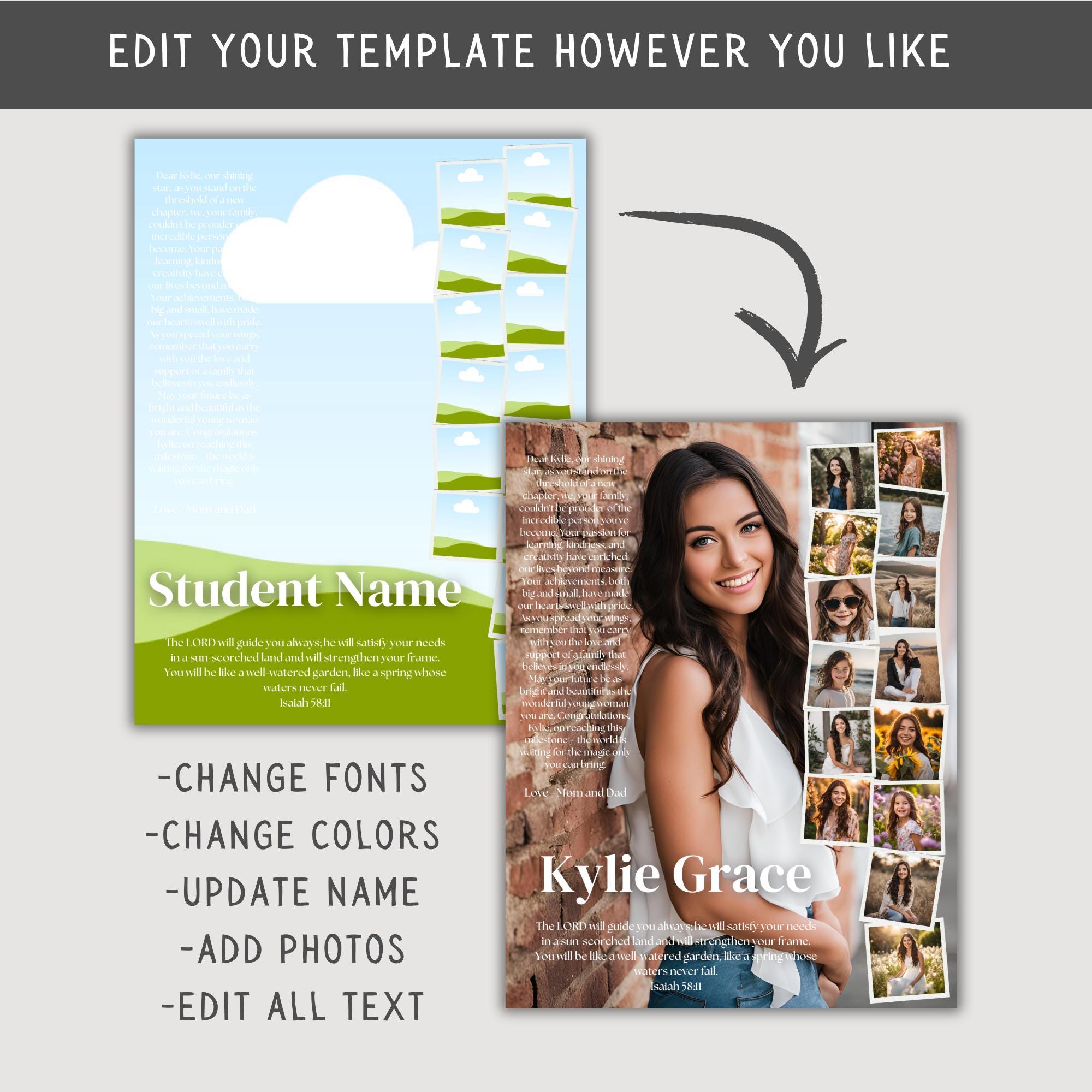 High School Senior Yearbook Ad Template, Editable Full Page Yearbook Ad ...
