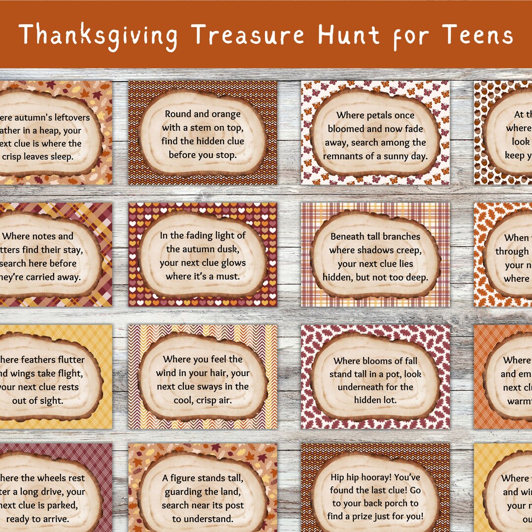 Thanksgiving Scavenger Hunt Game for Teens (printable) - Etsy