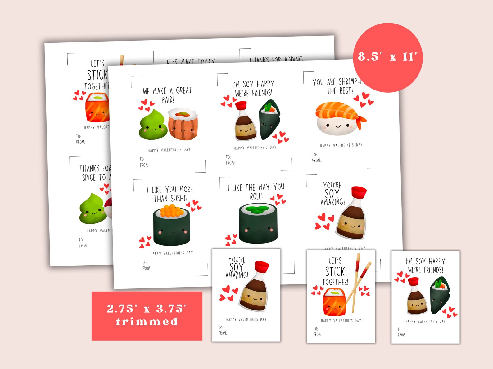 Sushi Valentines Cards Printable, Sushi Pun Valentine's Day Cards ...