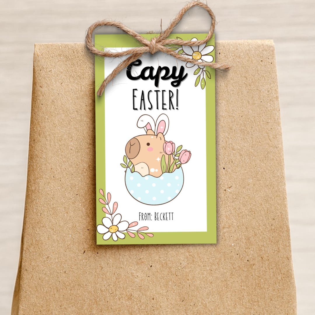 Editable Capybara Easter Gift Tag for Friend, Printable Tags for ...