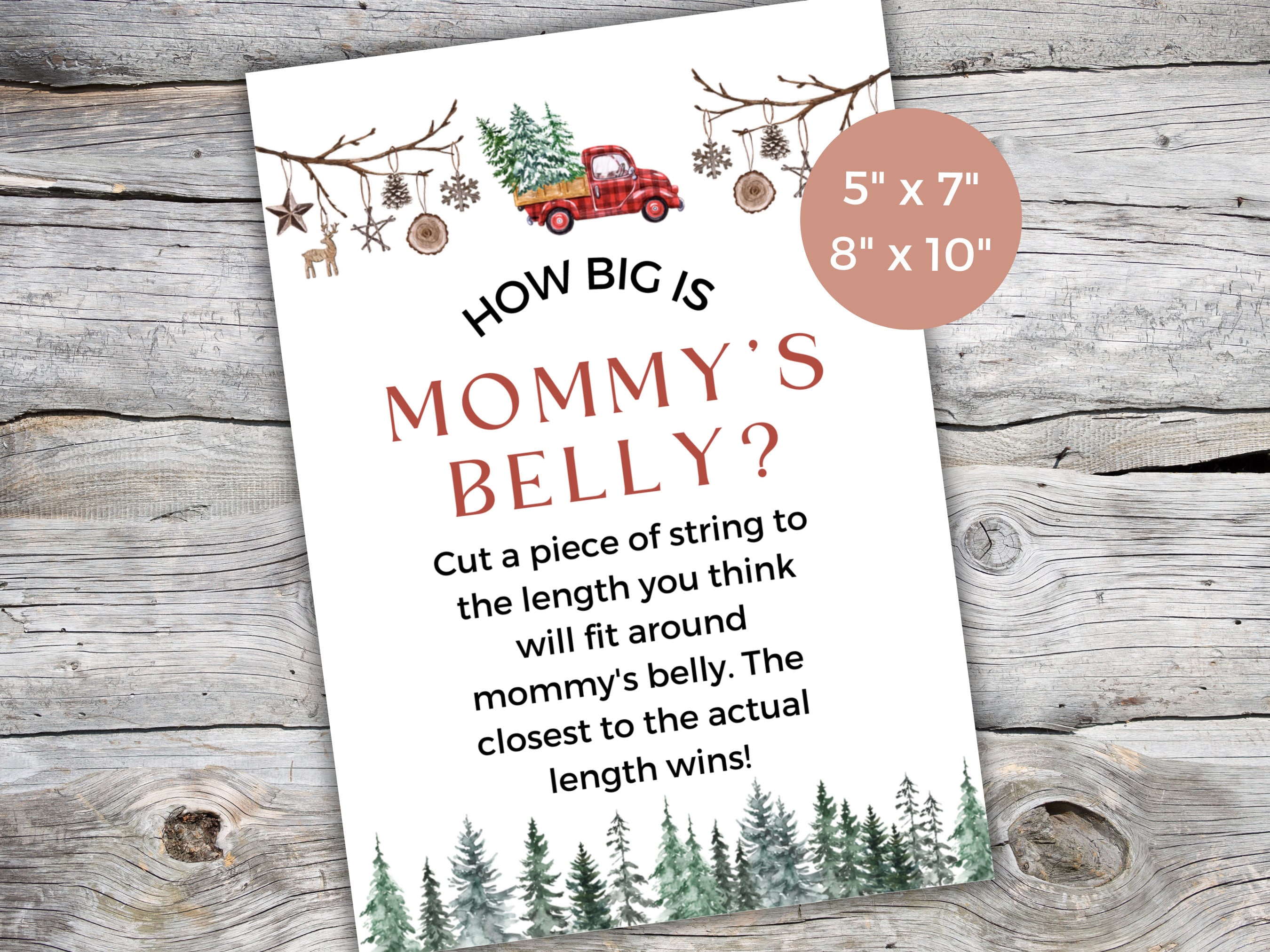 Guess How Big Mommy's Belly is Game Sign and Card, Belly Guessing Game ...