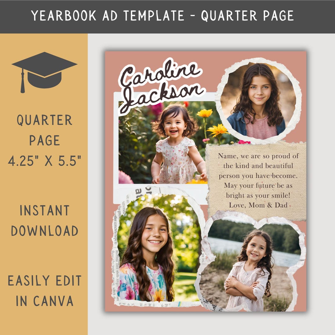 Editable Elementary School Yearbook Ad Template (4.25x5.5) (digital ...
