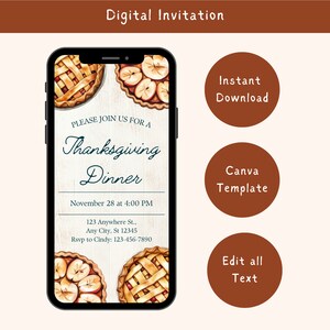 Pie Thanksgiving Dinner Invite Template, Printable Pumpkin Pie ...