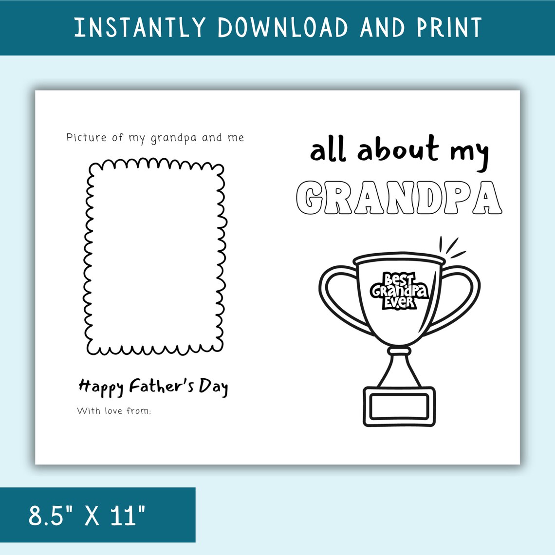 All About Grandpa Printable Book for Fathers Day Gift Idea Activity ...