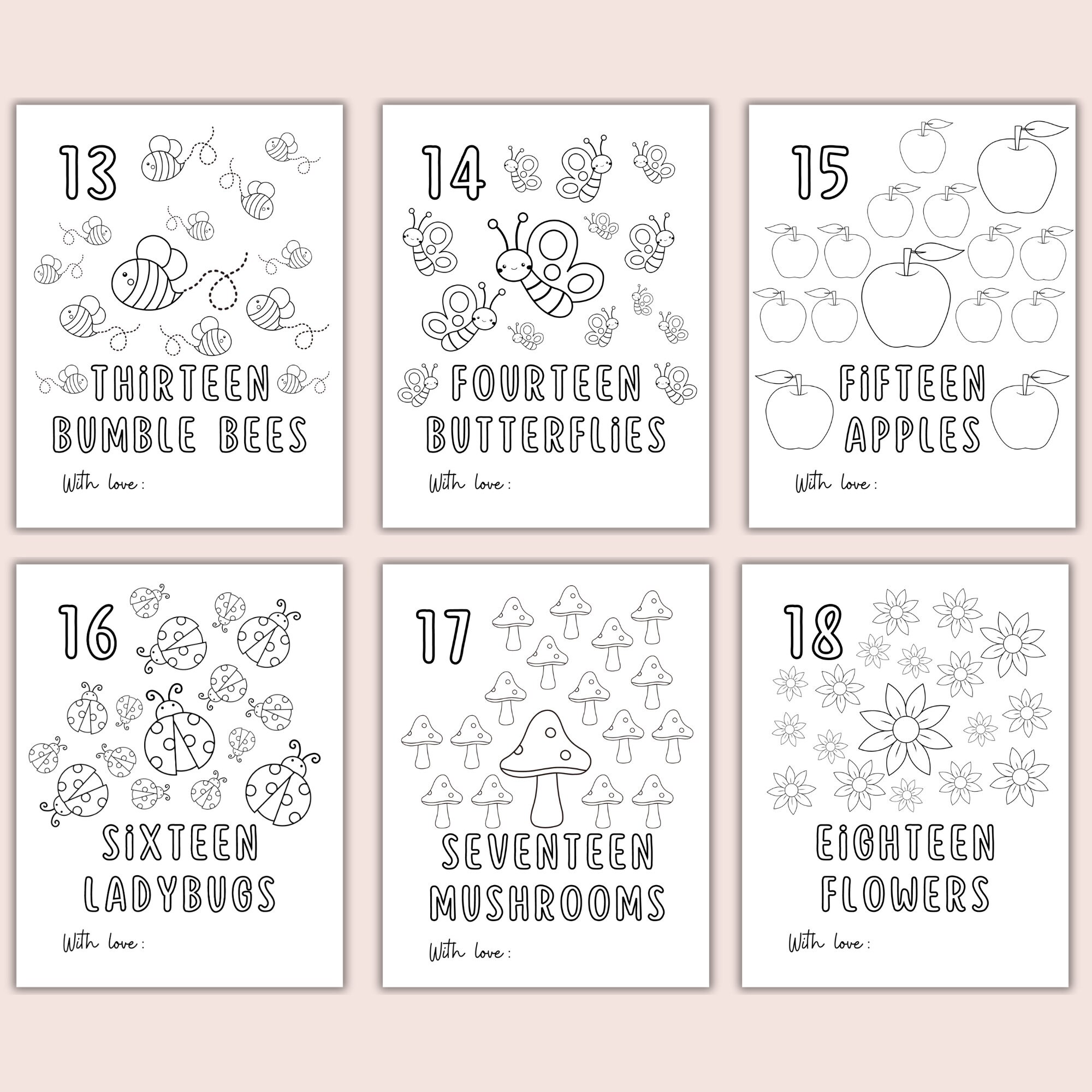 123 Coloring Book Baby Shower Game, Number Coloring Pages for Woodland ...