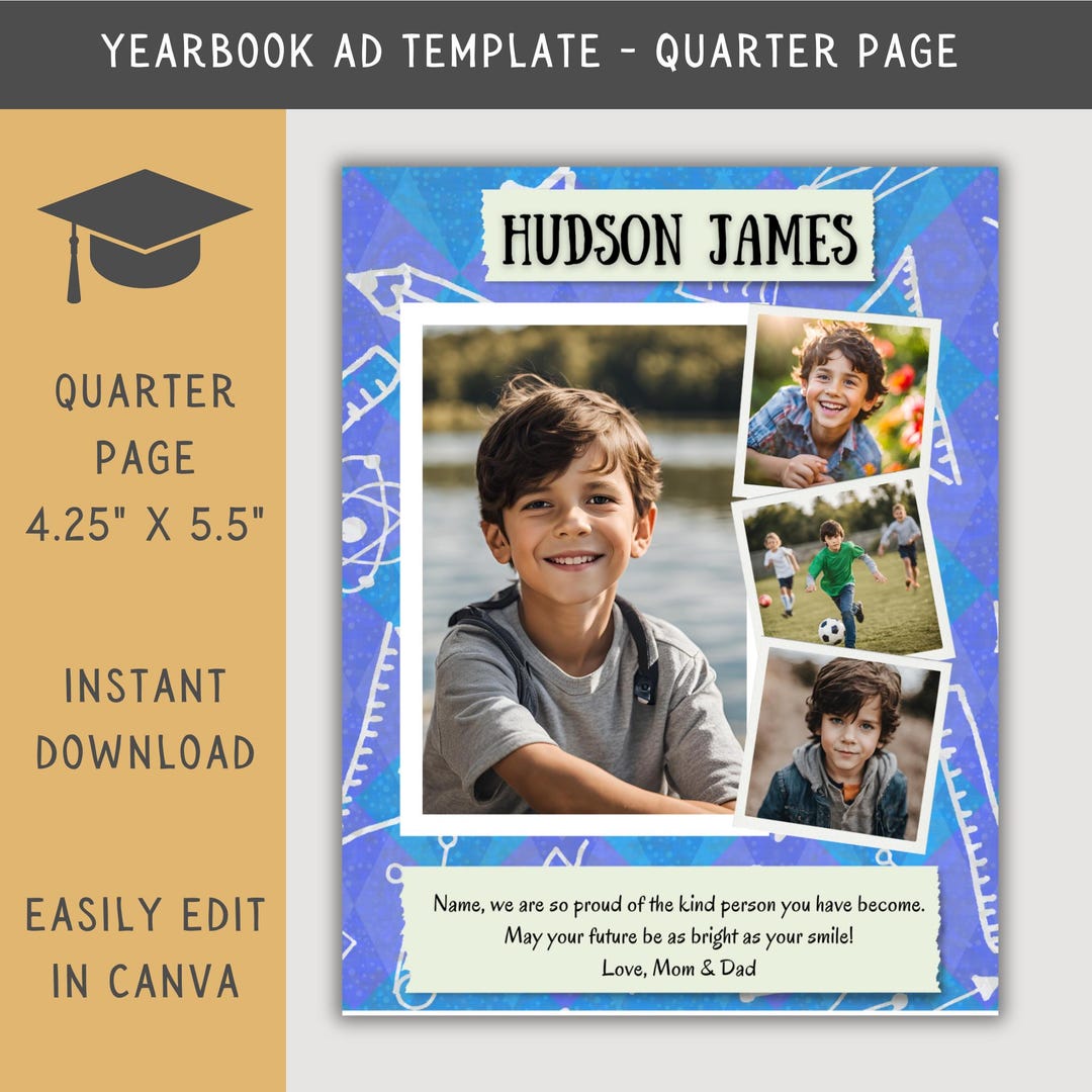 Editable Quarter Page Yearbook Ad Layout, Elementary School Yearbook Ad ...