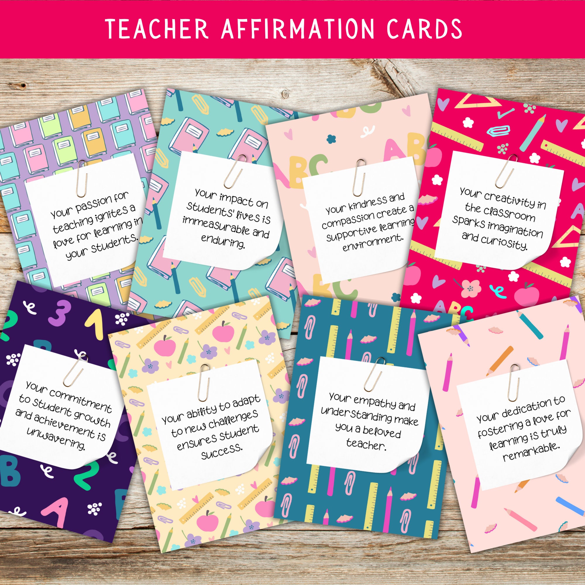Printable Teacher Affirmation Cards: Encouragement Gift (PDF) - Etsy