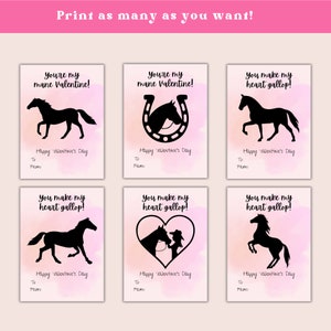 Printable Horse Valentines Day Cards for Kids, Horse Themed School ...