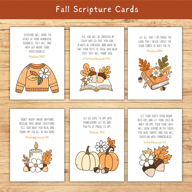 Thanksgiving Printable Scripture Cards, Fall Bible Verse Cards, Daily ...
