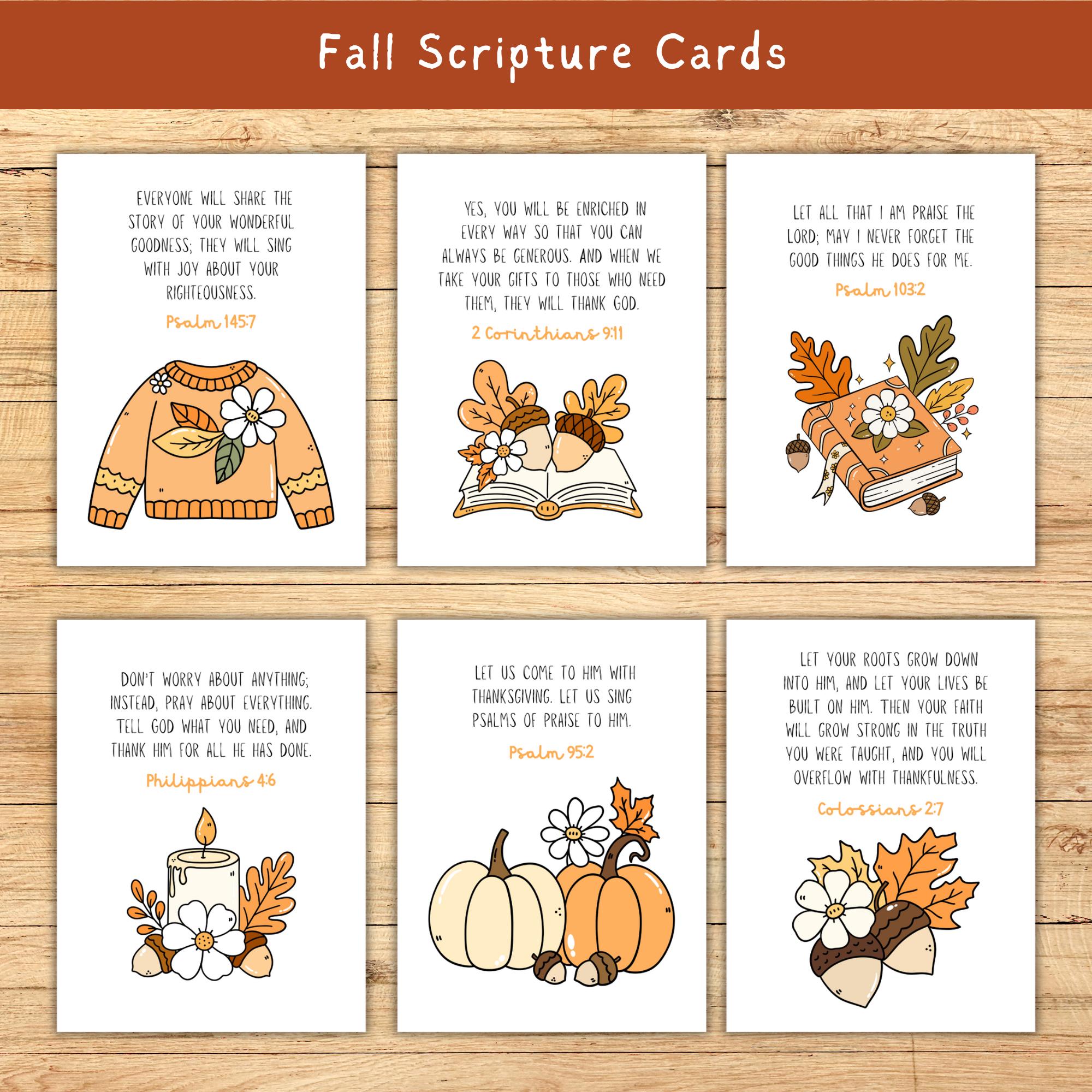 Thanksgiving Printable Scripture Cards, Fall Bible Verse Cards, Daily ...