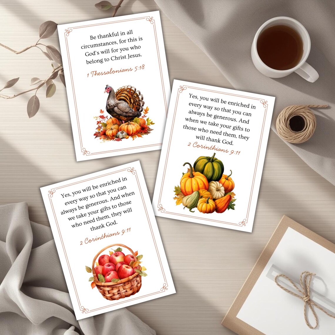 Thanksgiving Printable Scripture Cards, Fall Bible Verse Cards, Daily ...