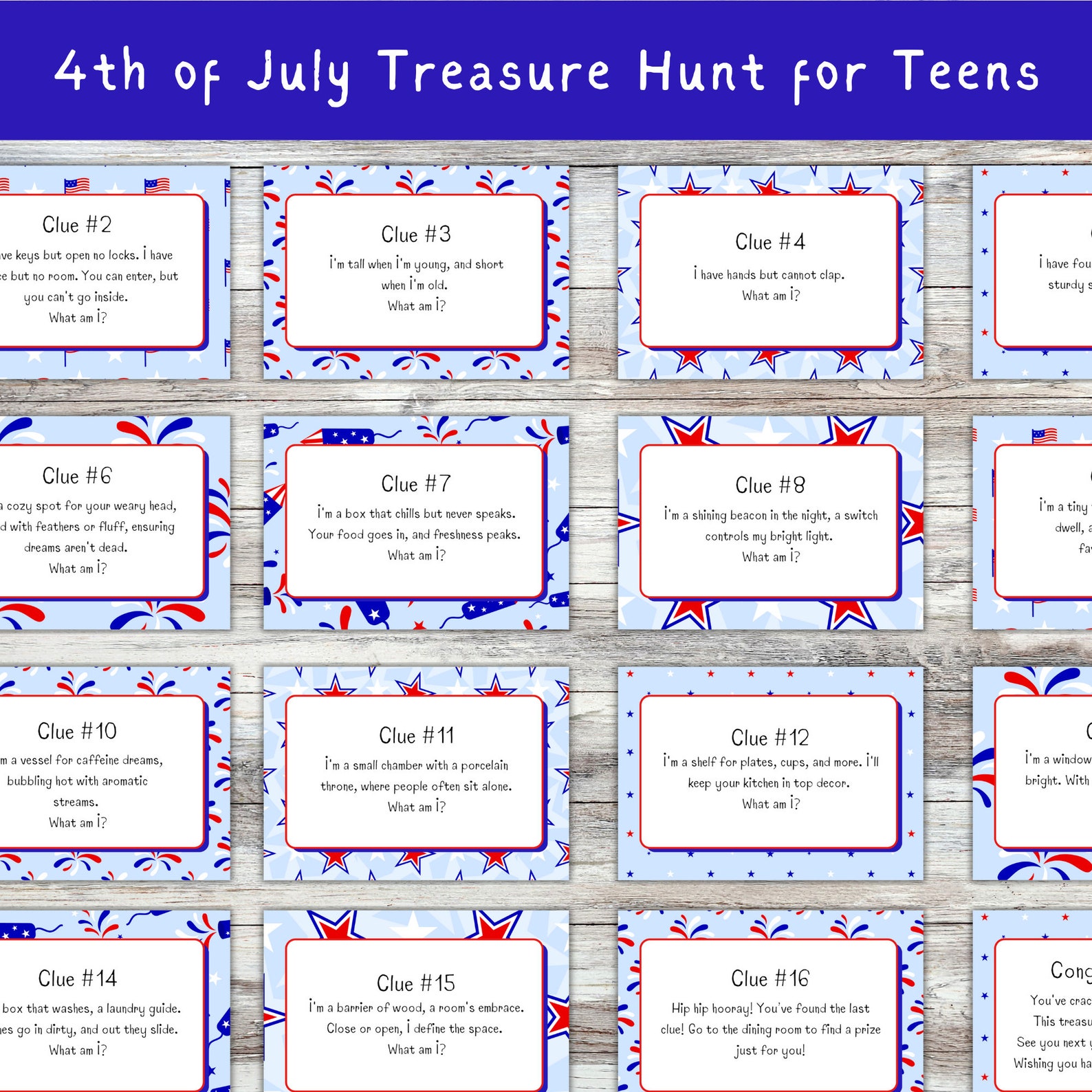 4th of July Scavenger Hunt for Teens, Fourth of July Indoor Treasure ...