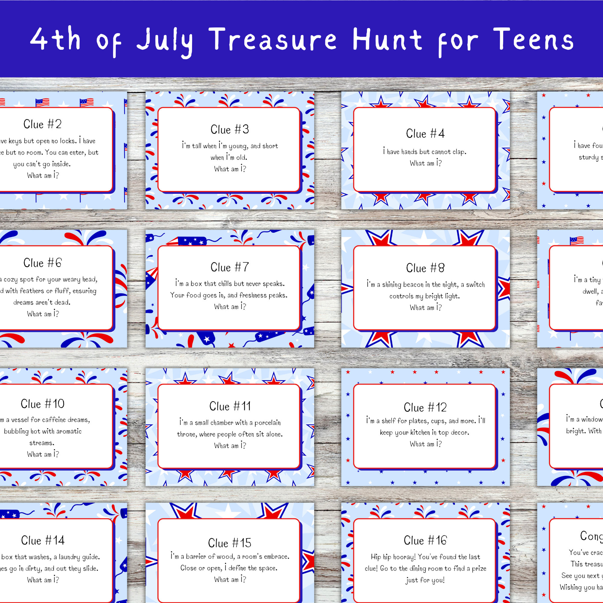 4th of July Scavenger Hunt for Teens, Fourth of July Indoor Treasure ...