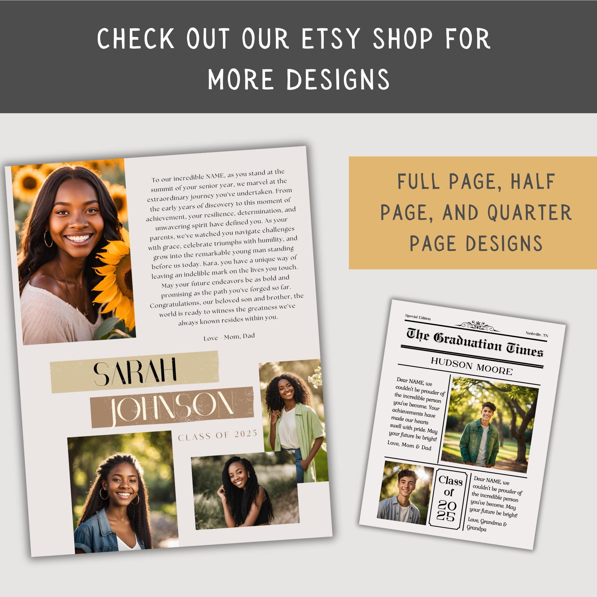 Elementary School Full Page Yearbook Ad Template Bundle, Yearbook Ad ...