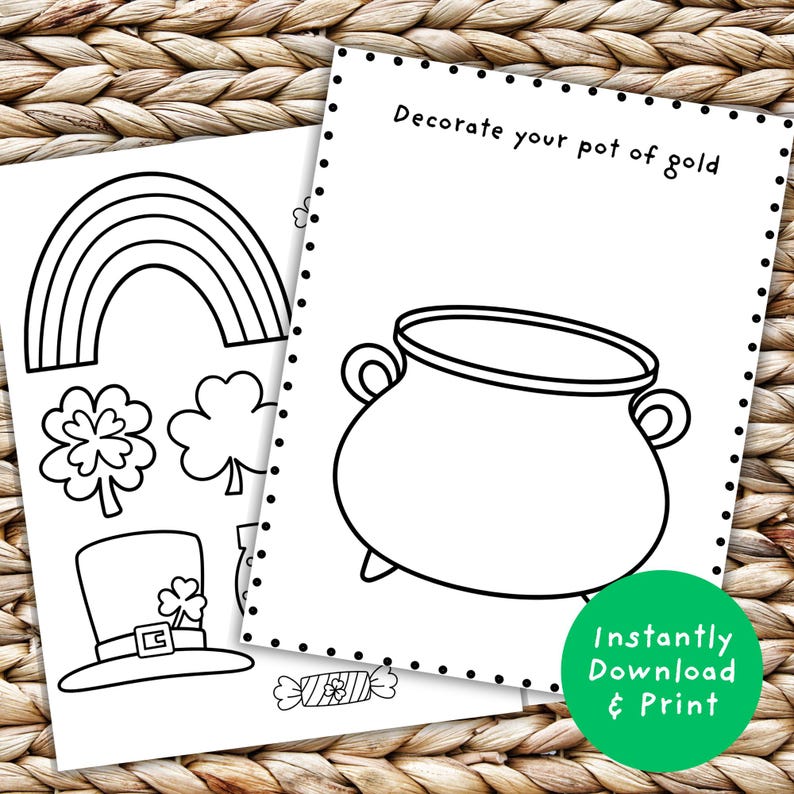 Printable St. Patrick's Day Coloring Craft for Kids, St. Paddy's Day ...
