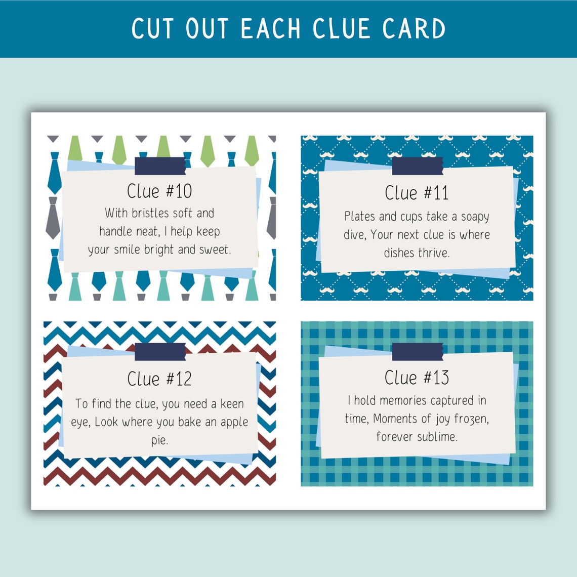 Father's Day Treasure Hunt Clue Cards, Father's Day Scavenger Hunt ...