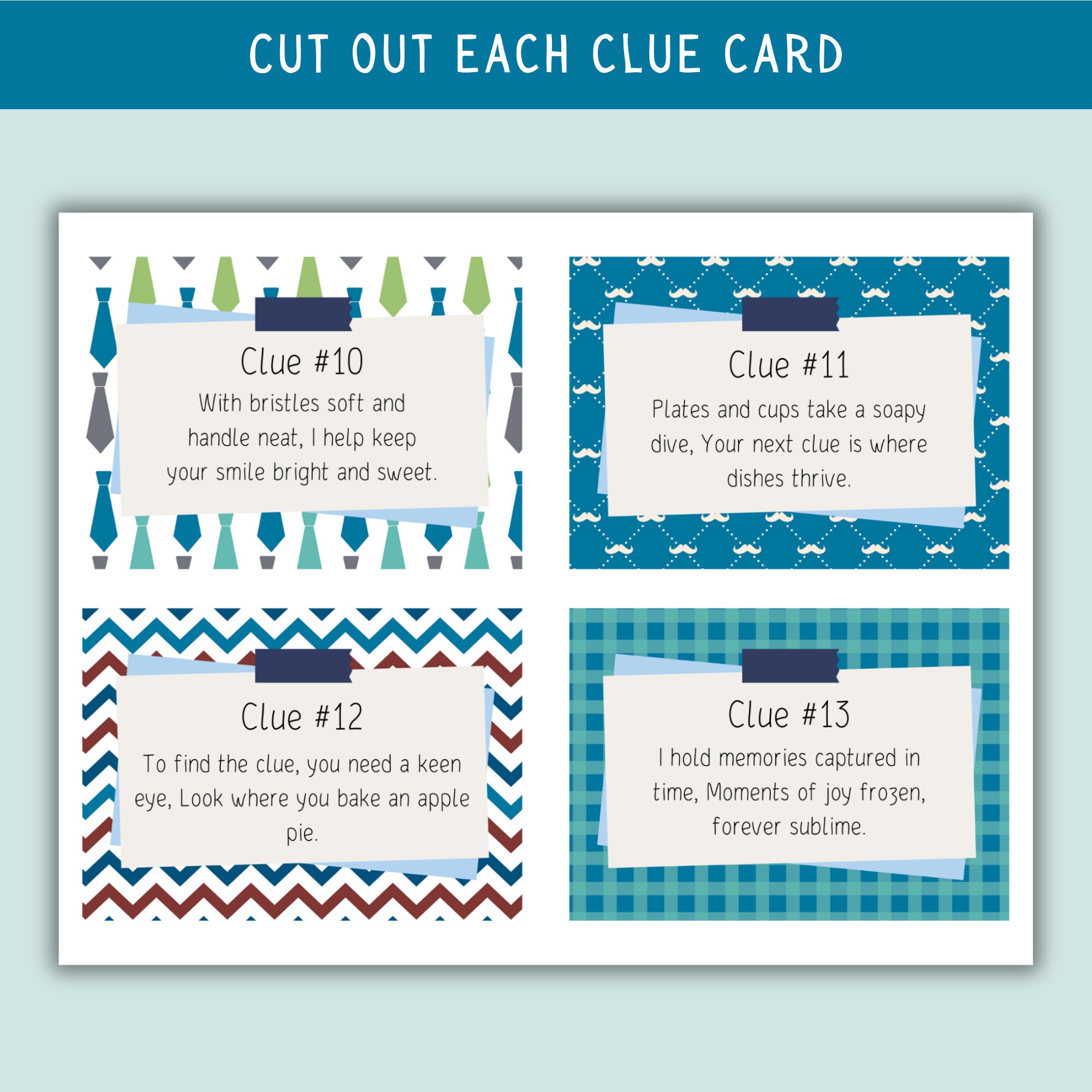 Father's Day Treasure Hunt Clue Cards: Printable Scavenger Hunt (PDF ...