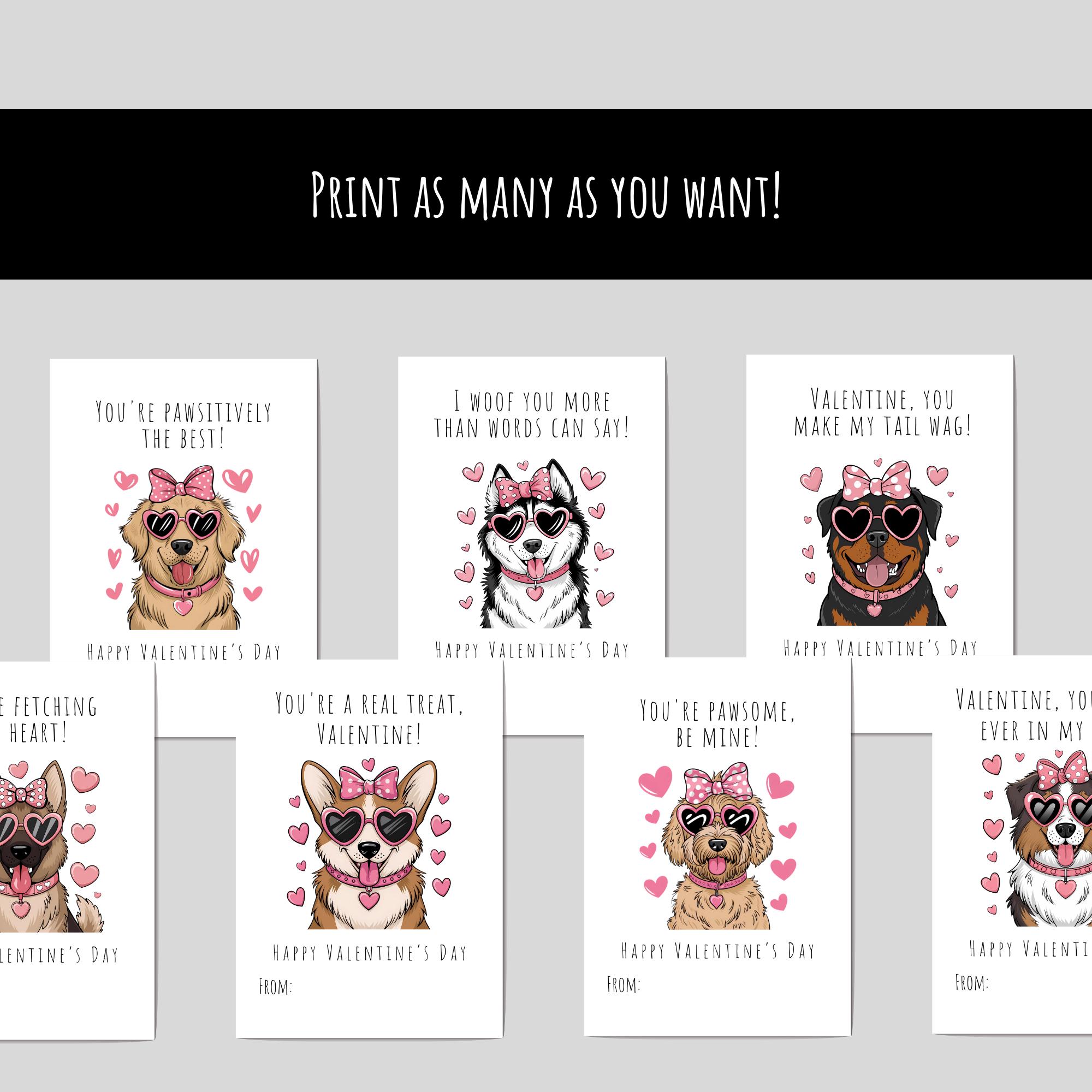 Custom Printable Dog Valentines Day Cards, Funny Printable Classroom ...
