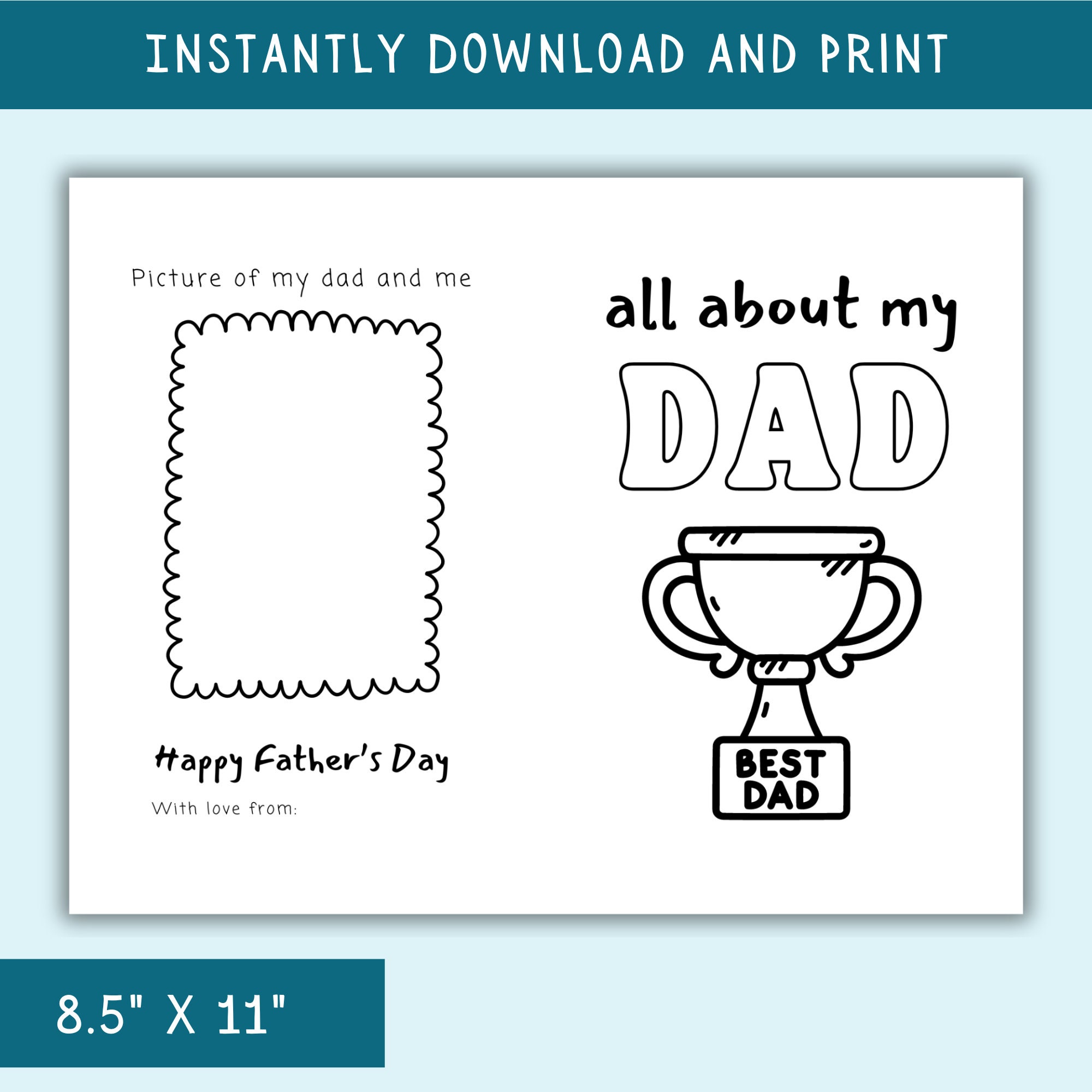 All About Dad Printable Book for Fathers Day Gift Idea Activity Book ...