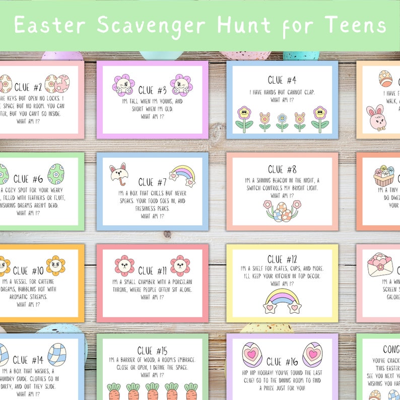 Easter Scavenger Hunt for Teens, Indoor Treasure Hunt for Tweens ...