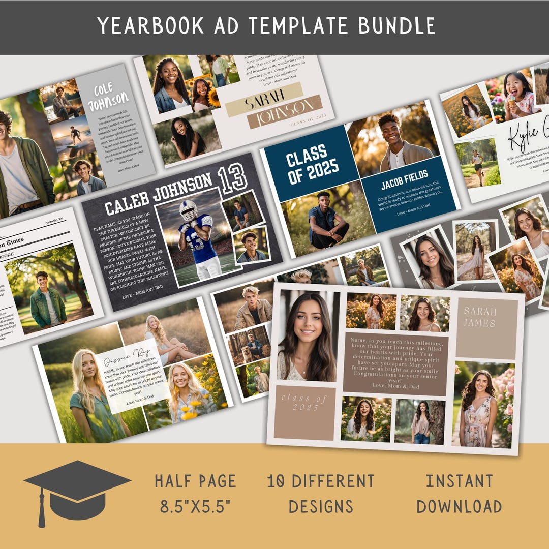 High School Senior Half Page Yearbook Ad Template Bundle, Yearbook Ad ...