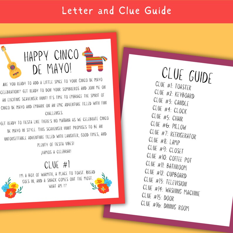 Cinco De Mayo Scavenger Hunt for Teens, Mexican Fiesta Indoor Treasure ...