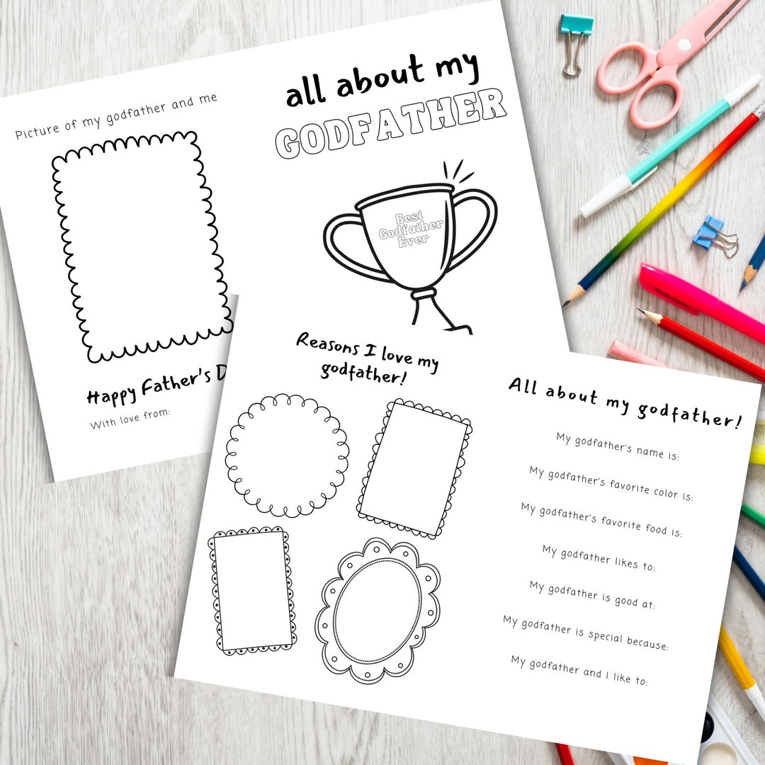 All About My Godfather Printable Book for Fathers Day Gift Idea ...