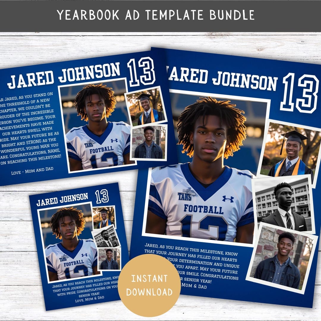 High School Senior Yearbook Ad Football Template, Full Page Yearbook Ad ...