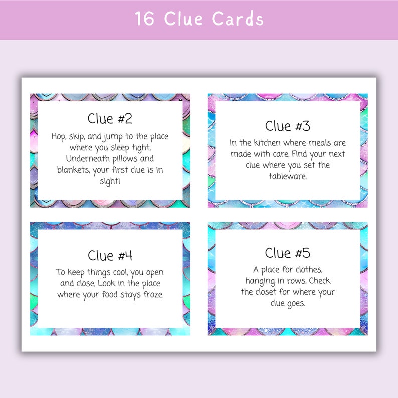 Mermaid Birthday Scavenger Hunt for Kids, Treasure Hunt for Kids ...