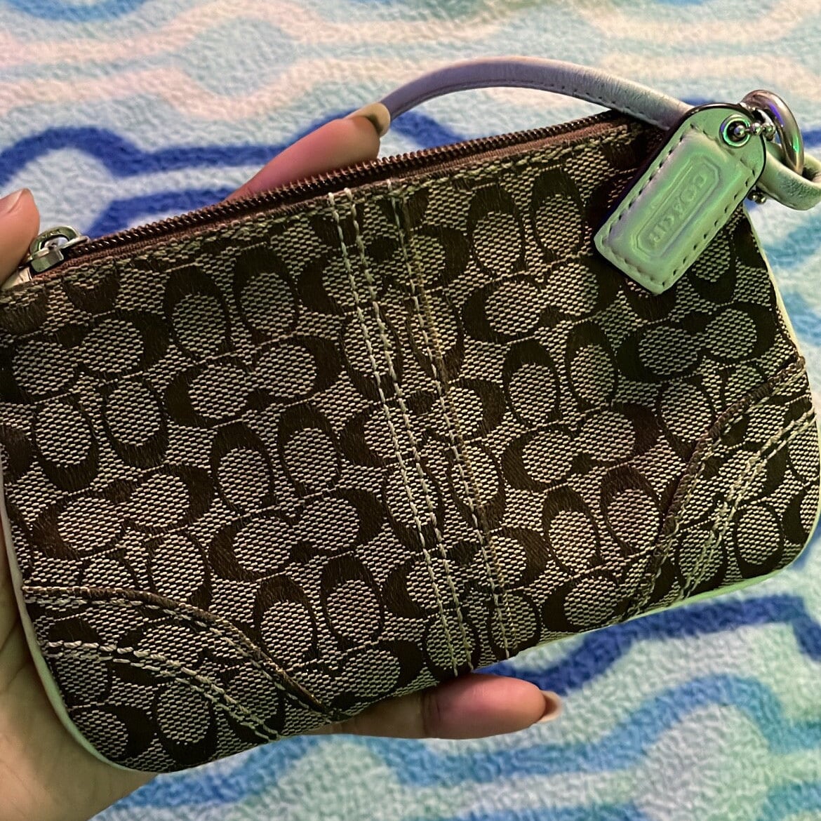 Coach Large Corner Zip Wristlet in Signature Canvas Wallets Purses ...