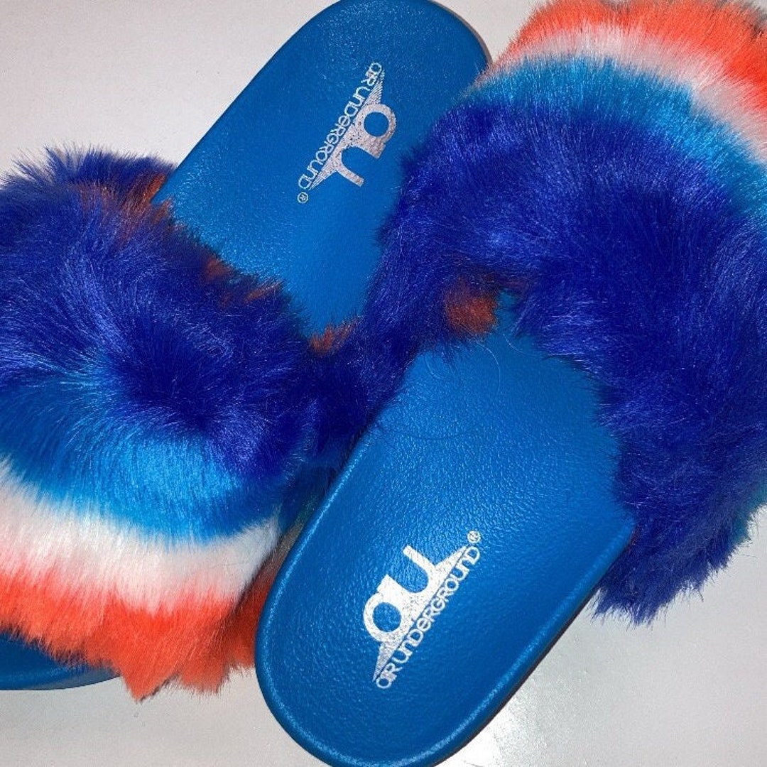 Blue Air Underground Fluffy Platform Sandals/slides Shoes Fashion Cute ...