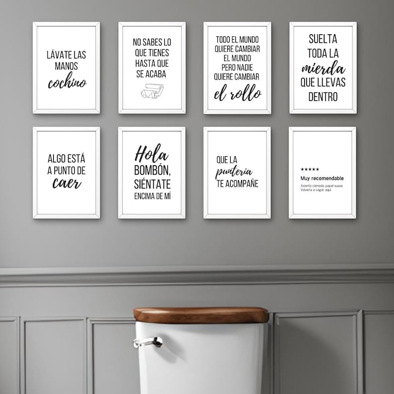 Lote Carteles Graciosos En Español PARA IMPRIMIR Para Baño O Wc ...