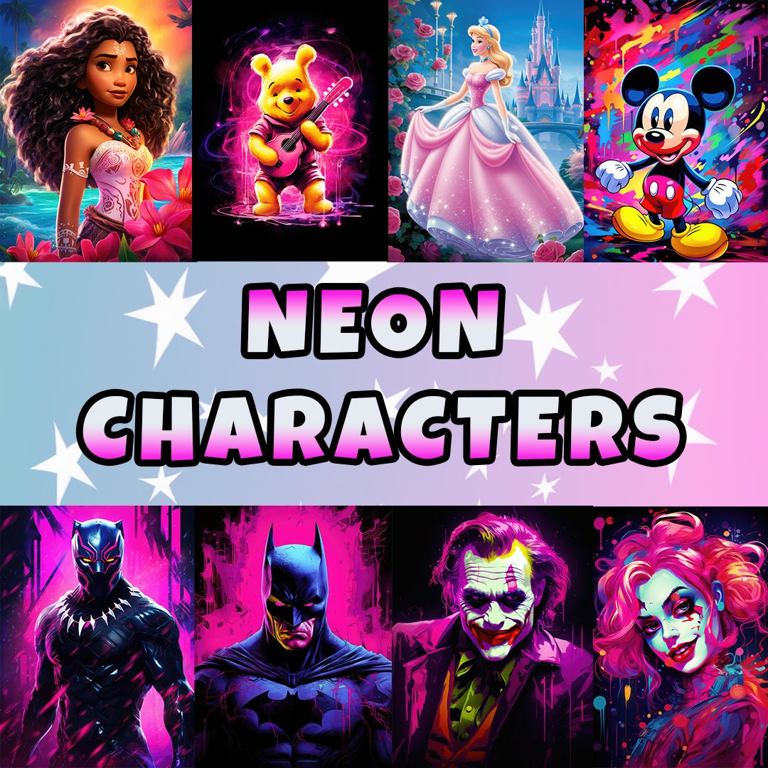 Neon Characters 260 Pngs Movie Wall Art Superhero Wall Art - Etsy