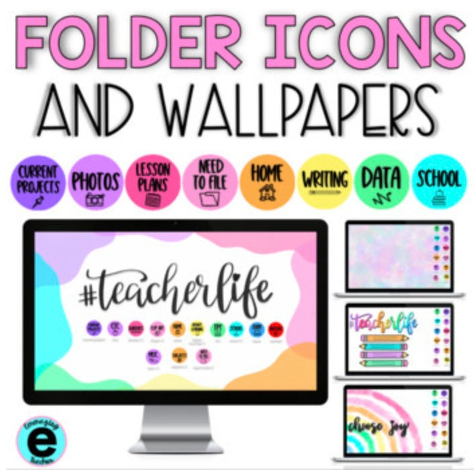 Teacher Desktop Wallpaper and Folder Icons - Etsy
