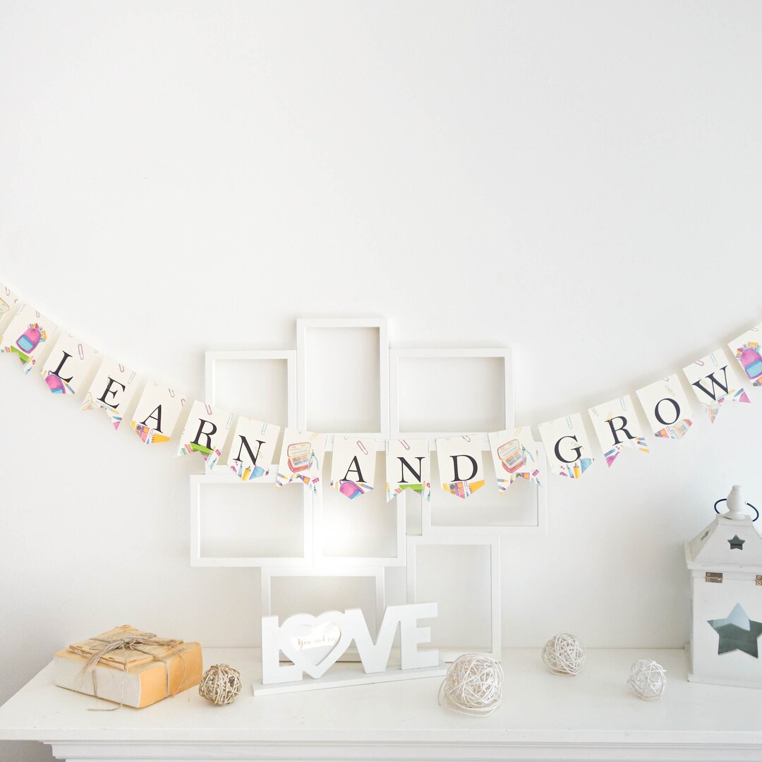 Learn and Grow Banner, Classroom Banner, Classroom Bunting, Classroom ...