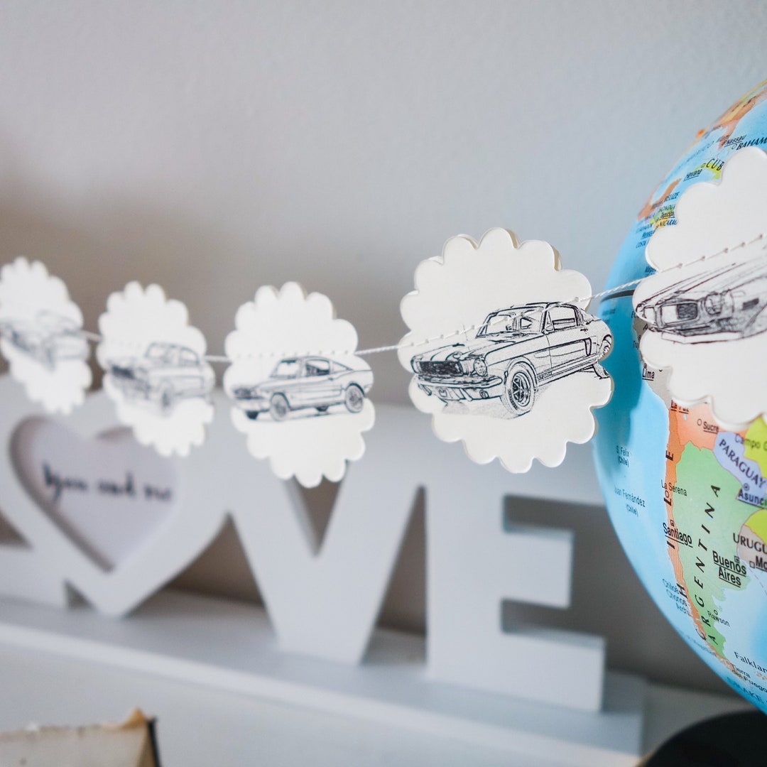 Vintage Car Garland, Retro Car Decor, Car Decor, Car Birthday Decor ...