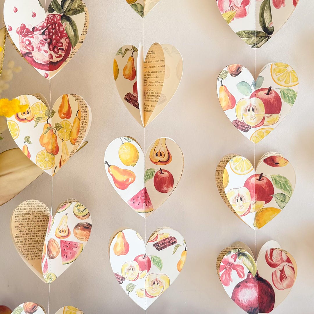 Lemon Fruit Heart Garland – 3d Paper Summer Wedding and Birthday Party ...