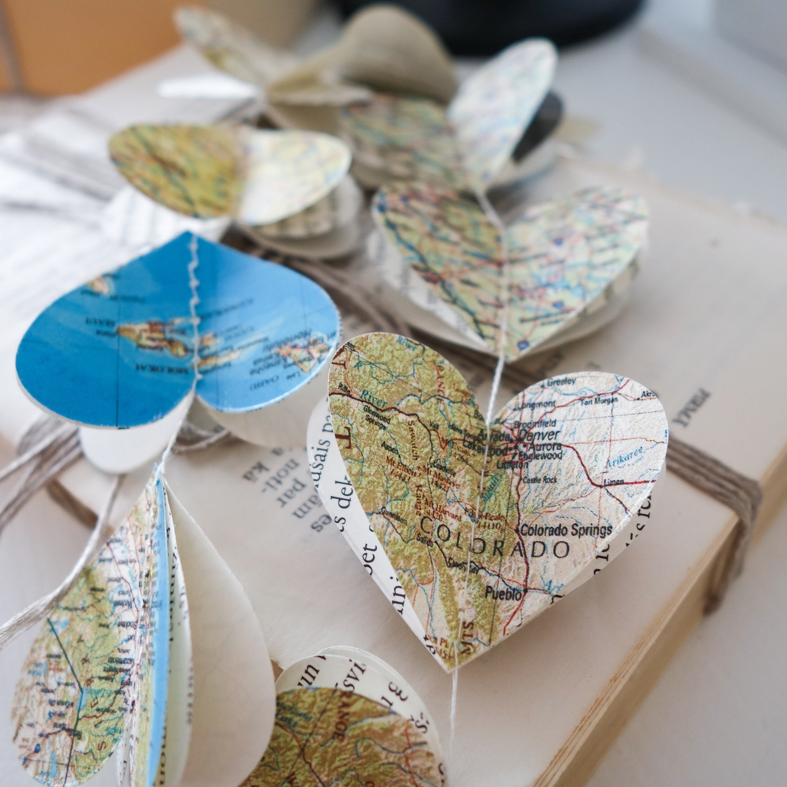 2 in Map Garland, Map Decorations, Travel Party Decorations ...