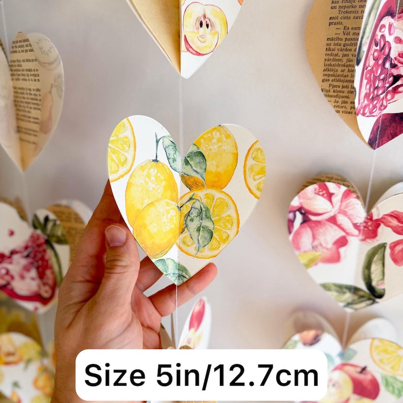 Lemon Fruit Heart Garland – 3d Paper Summer Wedding and Birthday Party ...