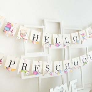 Hello Preschool Banner, Back to School Sign, Preschool Sign, Preschool ...