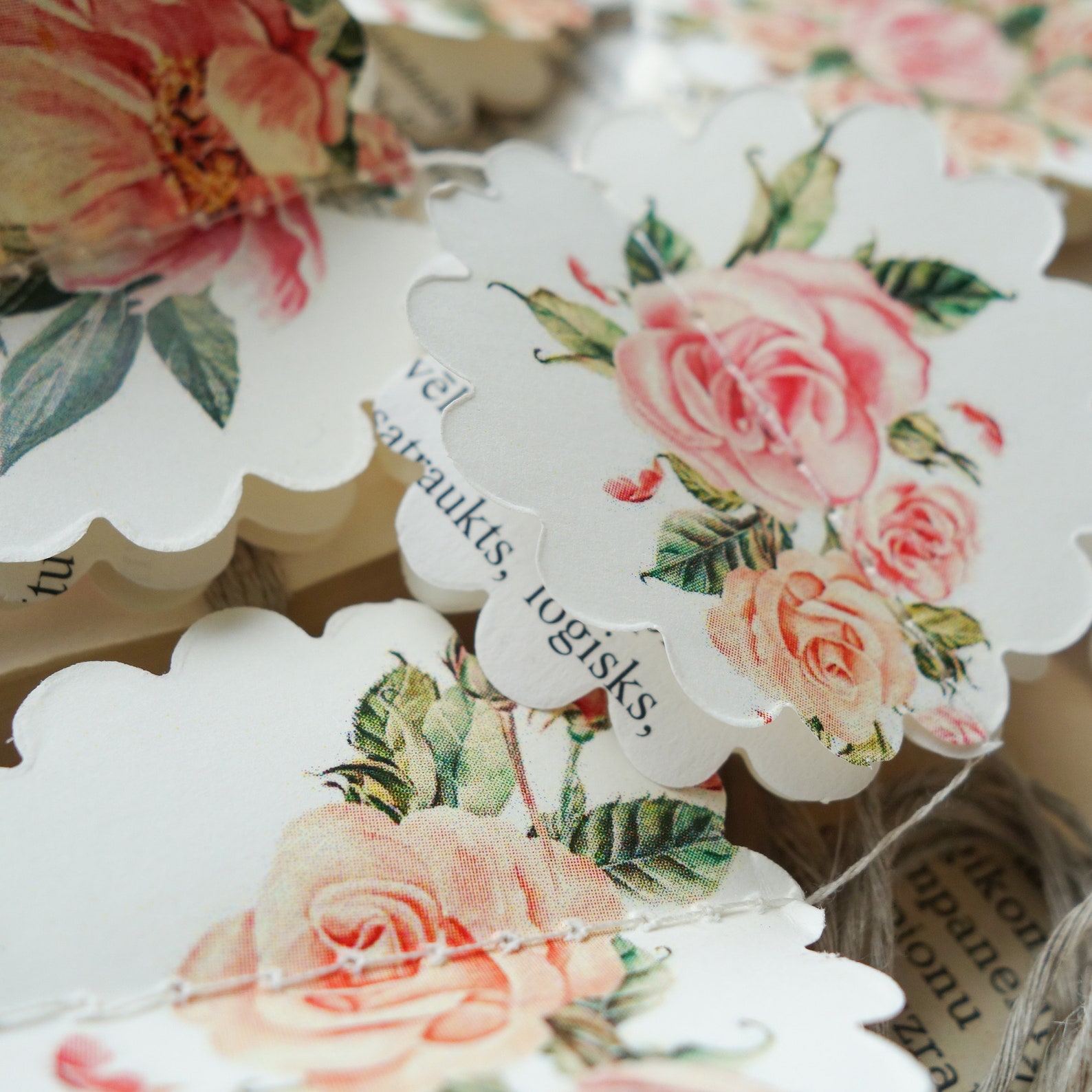 Pink Paper Garlands, Vintage Roses Garlands, Blush Pink Decorations ...