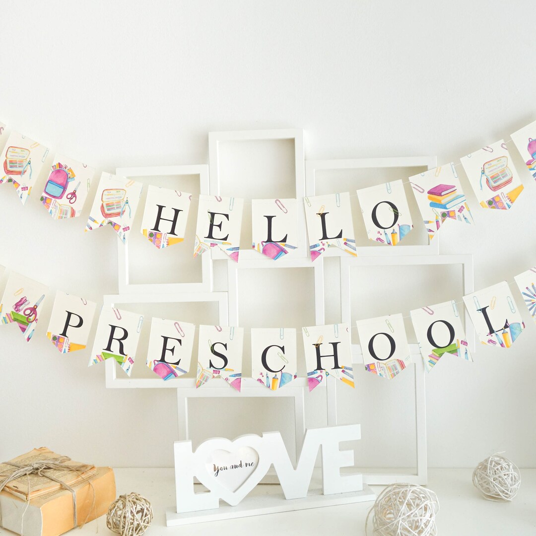 Hello Preschool Banner, Back to School Sign, Preschool Sign, Preschool ...