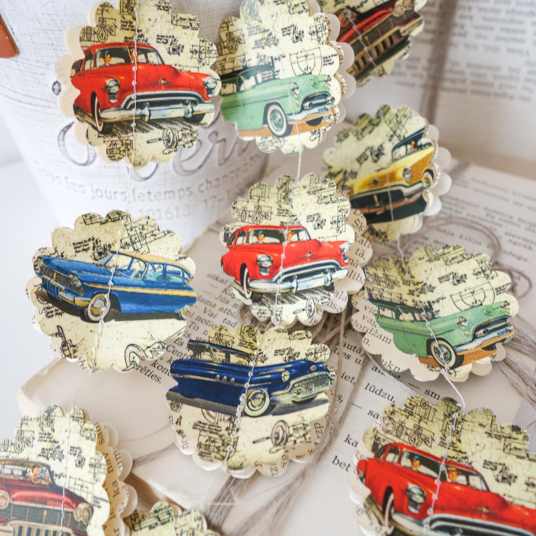 Vintage Car Garland, Retro Car Decor, Car Decor, Car Birthday Decor ...