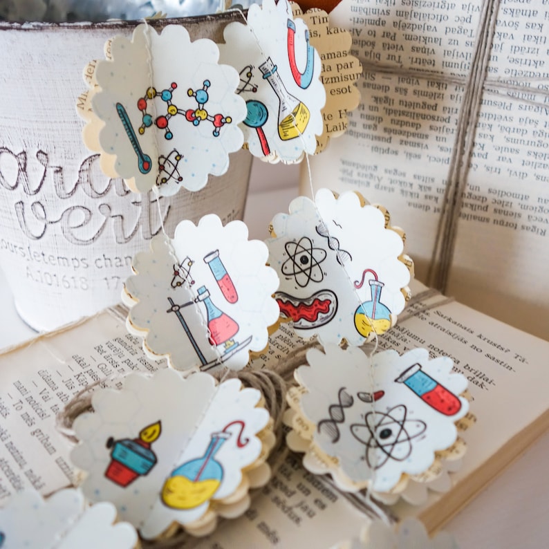 Science Garland – 3D Book Paper Decor for Classroom, Lab & Birthday ...