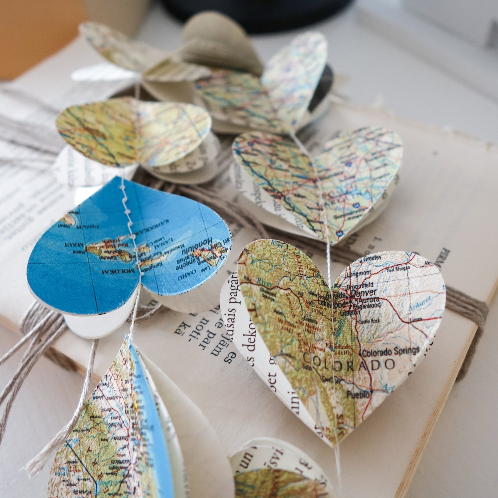 2 in Map Garland, Map Decorations, Travel Party Decorations ...