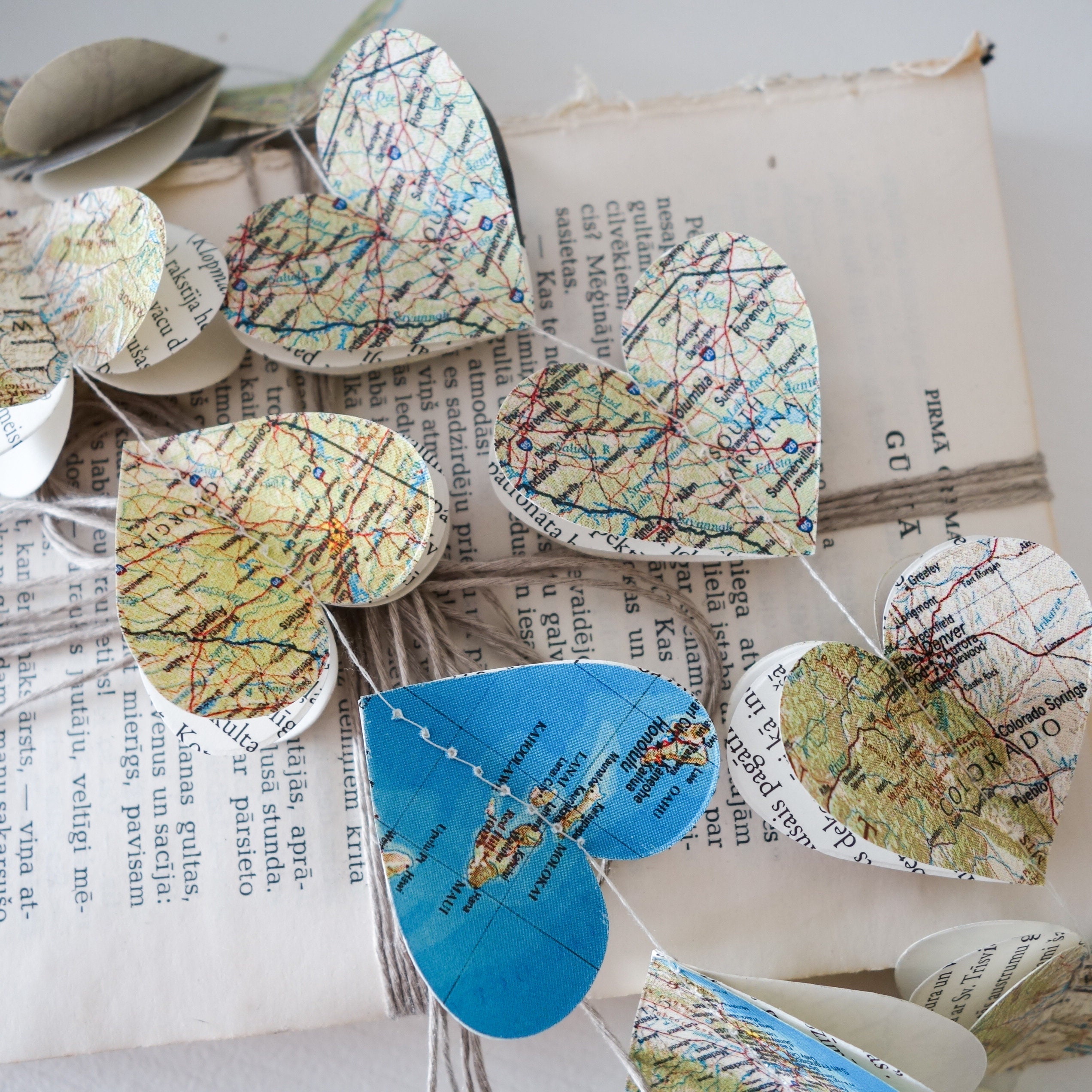 2 in Map Garland, Map Decorations, Travel Party Decorations ...