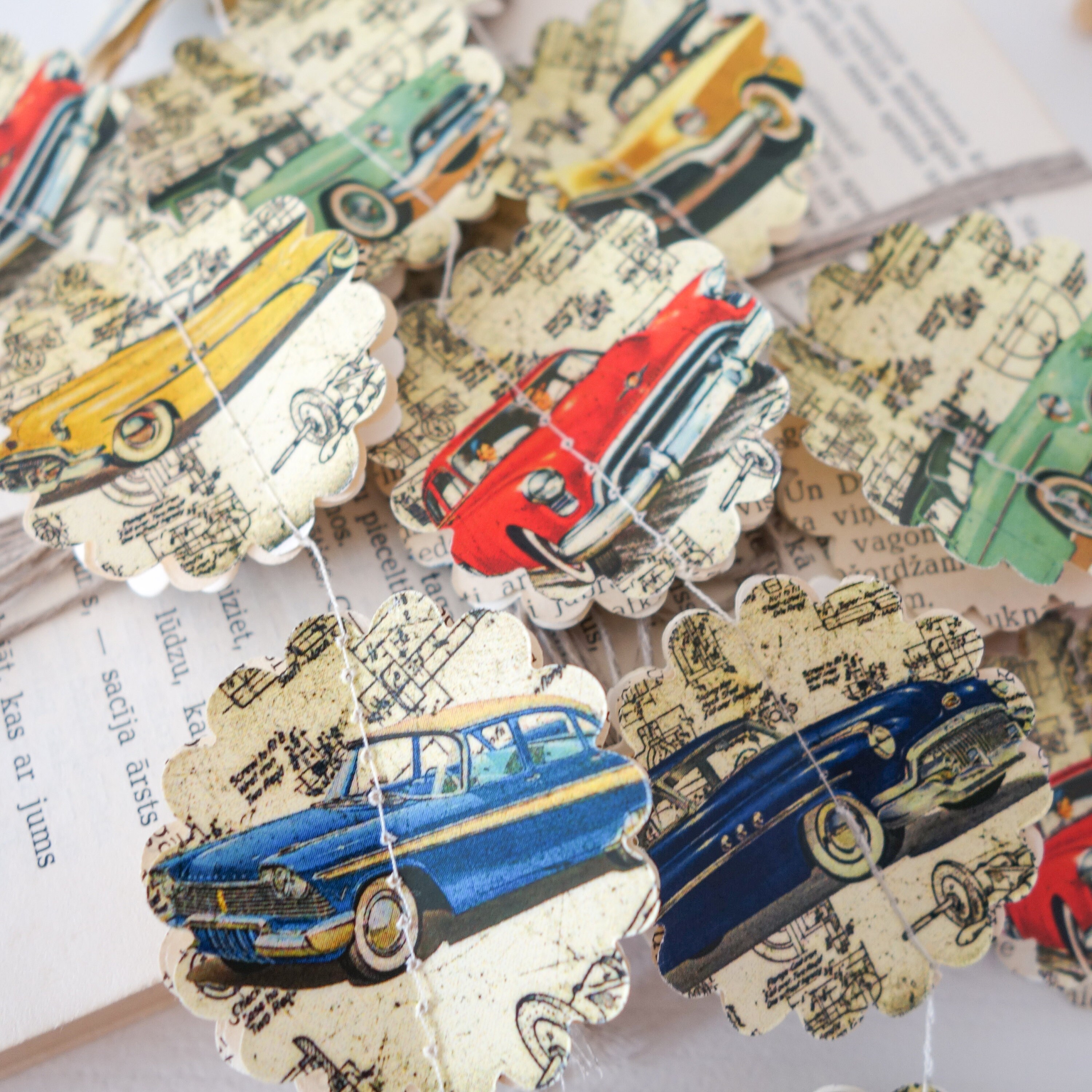Vintage Car Garland, Retro Car Decor, Car Decor, Car Birthday Decor ...